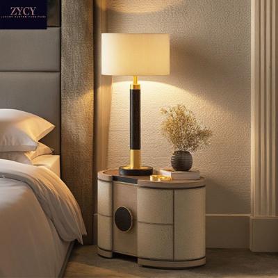 China Italian Solid Wood Luxury Bedroom Furniture Smart Marble Bedside Table for Hotel Home for sale