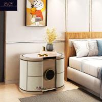 China Italian Solid Wood Luxury Bedroom Furniture Smart Marble Bedside Table for Hotel Home for sale
