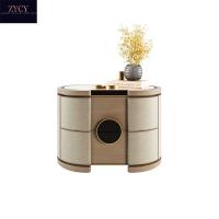China Italian Solid Wood Luxury Bedroom Furniture Smart Marble Bedside Table for Hotel Home for sale