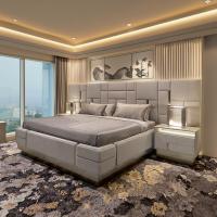China Frosted Leather Bed Stainless Steel Decoration Modern Large Size Double Set Design for sale