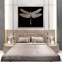 China Frosted Leather Bed Stainless Steel Decoration Modern Large Size Double Set Design for sale
