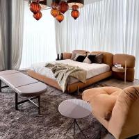 China Italian Design Double Wooden Bed Master Bedroom Modern Custom Style Home for sale