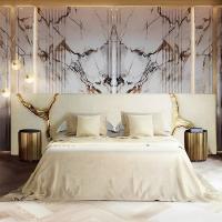 China King Size Bed Frame Wide Upholstered Headboard Genuine Leather Modern Design for sale