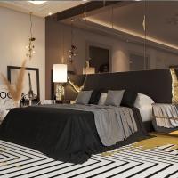China King Size Bed Frame Wide Upholstered Headboard Genuine Leather Modern Design for sale
