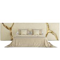 China King Size Bed Frame Wide Upholstered Headboard Genuine Leather Modern Design for sale
