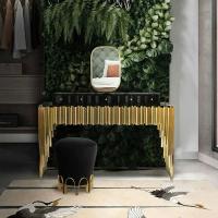 China Gold Stainless Steel Makeup Vanity Table Mirror Drawers Modern Bedroom Stand for sale