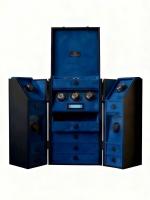 China Handmade Extendable Foldable Floor Standing Jewelry Cabinet Solid Wood Italian Leather Modern for sale