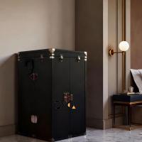China Handmade Extendable Foldable Floor Standing Jewelry Cabinet Solid Wood Italian Leather Modern for sale
