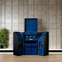 China Handmade Extendable Foldable Floor Standing Jewelry Cabinet Solid Wood Italian Leather Modern for sale