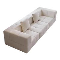 China Creamy Style Sofa Set Luxury Living Room Furniture Full Sponge Lamb Velvet Modern Sectional Sofa for sale
