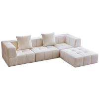 China Creamy Style Sofa Set Luxury Living Room Furniture Full Sponge Lamb Velvet Modern Sectional Sofa for sale