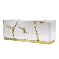 China Luxury Casual Sideboard Modern Entryway Furniture Italian Stainless Steel Wall Mounted Storage for sale