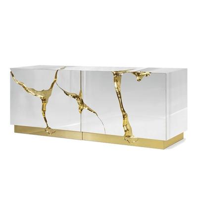 China Luxury Casual Sideboard Modern Entryway Furniture Italian Stainless Steel Wall Mounted Storage for sale