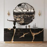 China Luxury Casual Sideboard Modern Entryway Furniture Italian Stainless Steel Wall Mounted Storage for sale