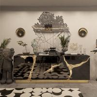 China Luxury Casual Sideboard Modern Entryway Furniture Italian Stainless Steel Wall Mounted Storage for sale