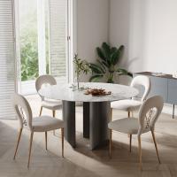 China Comfortable Modern Leather Chair Luxury Dining Room Furniture Metal PU Casual Living Table for sale