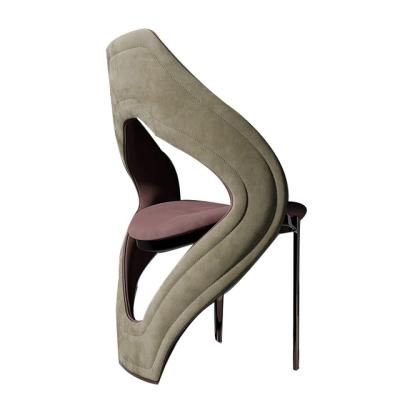 China Modern Stainless Steel Dining Chair Luxury Dining Room Furniture Leather Backrest Custom Colors for sale