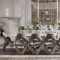 China Modern Stainless Steel Dining Chair Luxury Dining Room Furniture Leather Backrest Custom Colors for sale