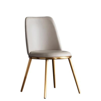 China Nordic Leather Dining Chair Luxury Dining Room Furniture Modern Simple Metal Art Backrest for sale