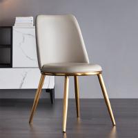 China Nordic Leather Dining Chair Luxury Dining Room Furniture Modern Simple Metal Art Backrest for sale