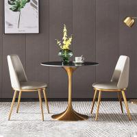 China Nordic Leather Dining Chair Luxury Dining Room Furniture Modern Simple Metal Art Backrest for sale