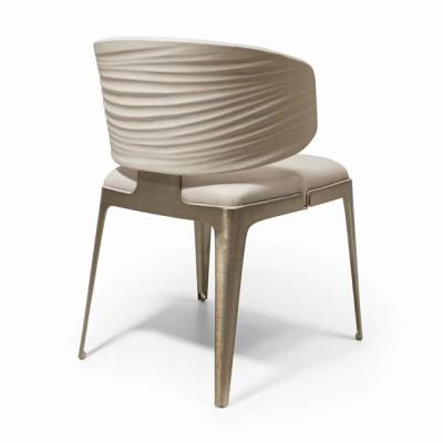 China European White Metal Dining Chair Luxury Dining Room Furniture PU Leather Cushion Stainless Frame for sale