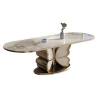 China Marble Surface Dining Table Set Luxury Dining Room Furniture Metal Seater Durable Waterproof for Home for sale