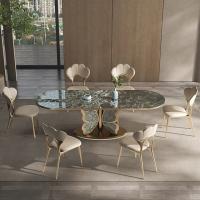 China Marble Surface Dining Table Set Luxury Dining Room Furniture Metal Seater Durable Waterproof for Home for sale