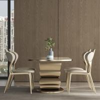 China Marble Surface Dining Table Set Luxury Dining Room Furniture Metal Seater Durable Waterproof for Home for sale