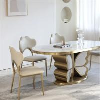 China Marble Surface Dining Table Set Luxury Dining Room Furniture Metal Seater Durable Waterproof for Home for sale