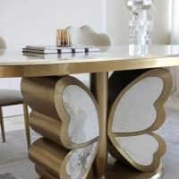 China Marble Surface Dining Table Set Luxury Dining Room Furniture Metal Seater Durable Waterproof for Home for sale
