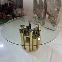 China Tempered Glass Round Dining Table Luxury Dining Room Furniture High End Creative Marble for Villa for sale