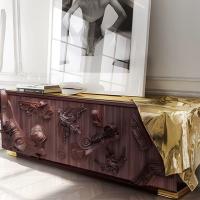 China Brass Solid Wood Carved Wall Cabinet Modern Entryway Furniture Customized Home Dining Hotel Storage for sale
