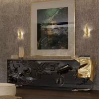 China Brass Solid Wood Carved Wall Cabinet Modern Entryway Furniture Customized Home Dining Hotel Storage for sale