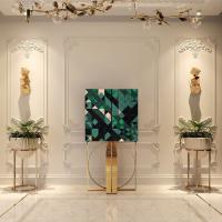 China Villa Painted Sideboard Luxury Dining Room Furniture Creative Metal Diamond Patchwork Storage Cabinet for sale