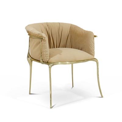China Pure Copper Dining Chair Luxury Dining Room Furniture Villa Makeup Designer Armchair for Leisure for sale