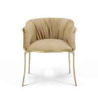 China Pure Copper Dining Chair Luxury Dining Room Furniture Villa Makeup Designer Armchair for Leisure for sale