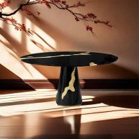 China Italian Creative Round Dining Table Set Luxury Dining Room Furniture Solid Wood Modern Style for sale