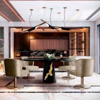 China Italian Creative Round Dining Table Set Luxury Dining Room Furniture Solid Wood Modern Style for sale