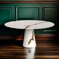 China Italian Creative Round Dining Table Set Luxury Dining Room Furniture Solid Wood Modern Style for sale