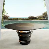 China Stainless Steel Round Table Luxury Dining Room Furniture Tempered Glass Modern Creative Art for sale