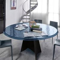 China Water Ripple Dining Table Luxury Dining Room Furniture High End Acrylic Light Metal for Hotel Villa for sale