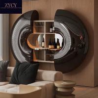 China Circular Wall Mounted Wine Cabinet Luxury Dining Room Furniture Stainless Steel Expandable Globe Decor for sale