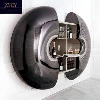 China Circular Wall Mounted Wine Cabinet Luxury Dining Room Furniture Stainless Steel Expandable Globe Decor for sale