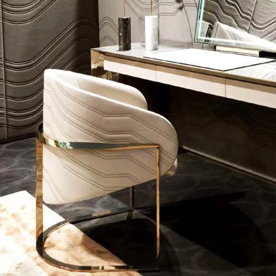 China High Back Dining Chair Luxury Dining Room Furniture Italian Modern Stainless Microfiber Leather for sale