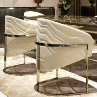 China High Back Dining Chair Luxury Dining Room Furniture Italian Modern Stainless Microfiber Leather for sale