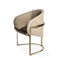 China High Back Dining Chair Luxury Dining Room Furniture Italian Modern Stainless Microfiber Leather for sale