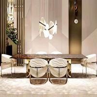 China High Back Dining Chair Luxury Dining Room Furniture Italian Modern Stainless Microfiber Leather for sale