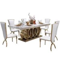 China Rectangular Marble Dining Table Set Luxury Dining Room Furniture Stainless Steel Modern for Hotel Restaurant for sale