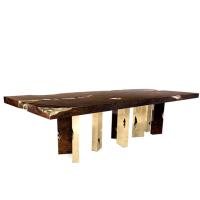China Gold Black Marble Surface Dining Table Luxury Dining Room Furniture Metal Legs Rectangular High End for sale